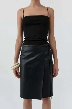 ST. AGNI Leather Everyday Wrap Skirt