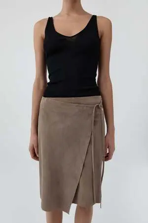 ST. AGNI Pre-order: Suede Everyday Wrap Skirt
