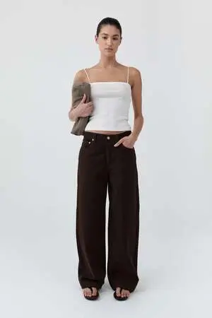 ST. AGNI Canvas Classic Mid Rise Jeans - Bark