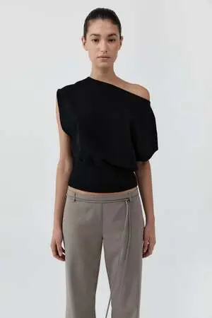 ST. AGNI Cashmere Asymm Top - Black