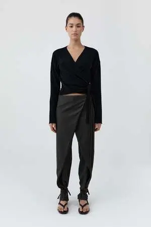 ST. AGNI Cashmere Wrap Cardigan - Black