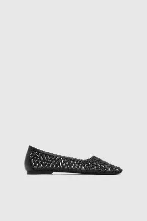 ST. AGNI Woven Ballerina Flat - Black