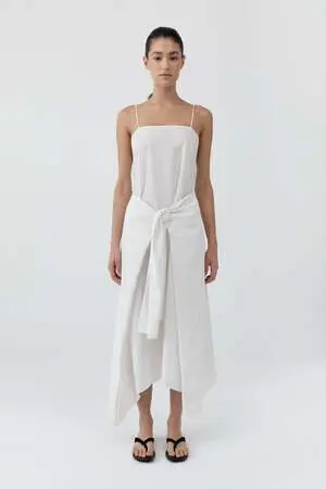 ST. AGNI Pinstripe Relaxed Cocoon Dress - White
