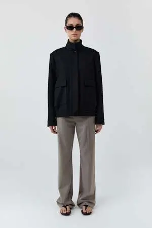 ST. AGNI Wool Longline Bomber Jacket