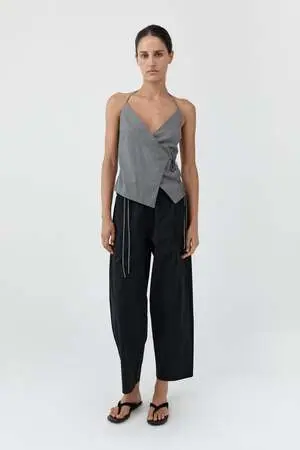ST. AGNI Fine Rouleau Crop Pants - Black
