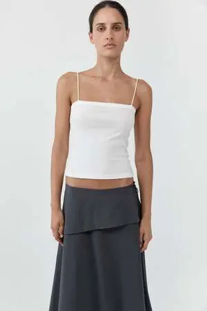 ST. AGNI Organic Cotton Square Neck Cami - White