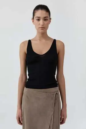 ST. AGNI Baby Wool Scoop Cami - Black