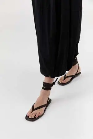 ST. AGNI Suede Tie Up Sandal