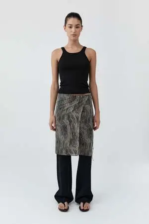 ST. AGNI Savannah Silk Wrap Skirt - Sand