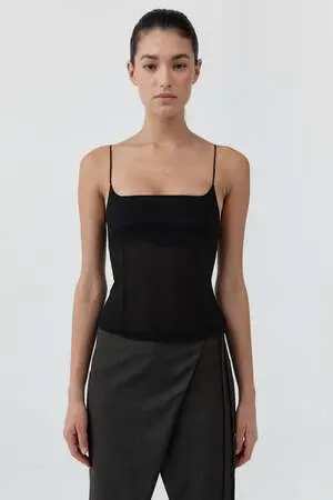 ST. AGNI Stretch Silk Cami - Black