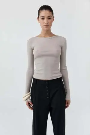 ST. AGNI Baby Wool Long Sleeve Top - Soft Ash