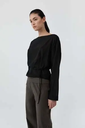 ST. AGNI Stretch Silk Bateau Top