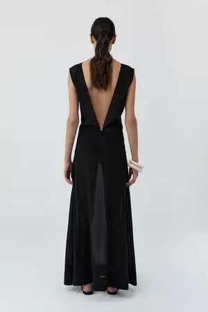 ST. AGNI Stretch Silk Bateau Dress