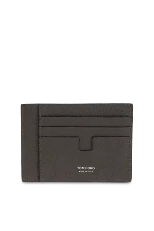 TOM FORD Leather Card Holder - Grey