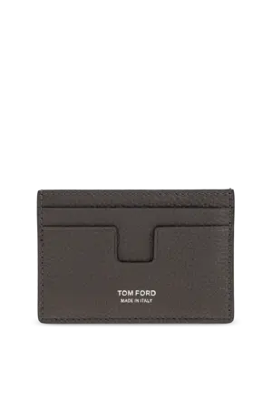 TOM FORD Leather Card Holder - Grey