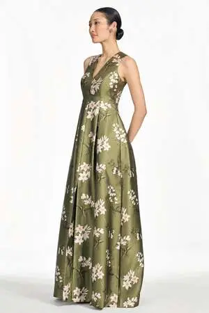 Sachin & Babi Brooklynne Gown In Printed Mikado