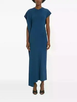Victoria Beckham Asymmetric V-neck Midi Dress