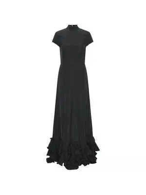 ROTATE BY BIRGER CHRISTENSEN Ruffled Mock Neck Maxi Dress - Black