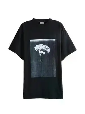 Balenciaga Floral-print Slogan-print T-shirt - Black