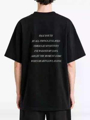Balenciaga Floral-print Slogan-print T-shirt - Black