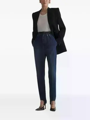 MUGLER High-waisted Pleated Denim Trousers With Stirrups