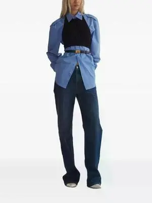 MUGLER Low Waist Pleated Denim Pants