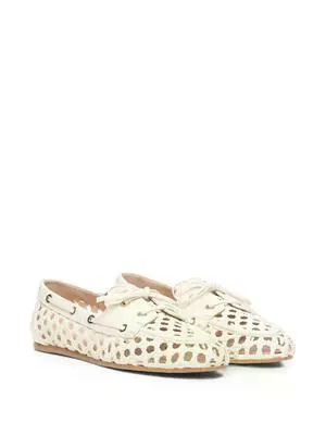 STUART WEITZMAN Woven Leather Boat Shoes