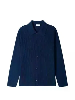 Sandro Ribbed Knit Shirt-collar Cardigan - Blue