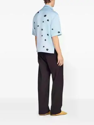 Sandro Flock-print Floral-pattern Shirt - Blue