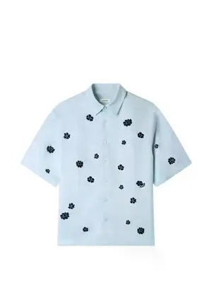 Sandro Flock-print Floral-pattern Shirt - Blue