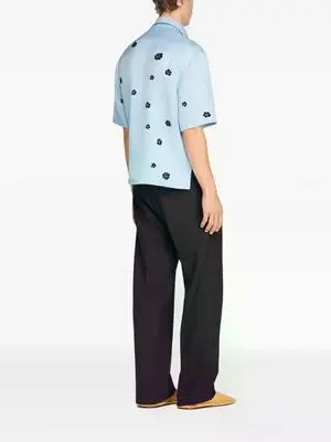 Sandro Flock-print Floral-pattern Shirt - Blue