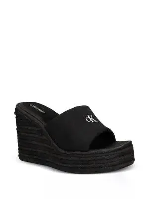 Calvin Klein Logo Plaque Wedge Espadrilles - Black