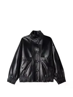 Sandro Oversized Leather Jacket - Black