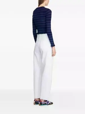 Sandro Striped Ruffle-trim Cardigan