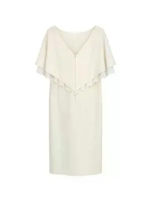 Alberta Ferretti Ivory Cape Overlay Midi Dress