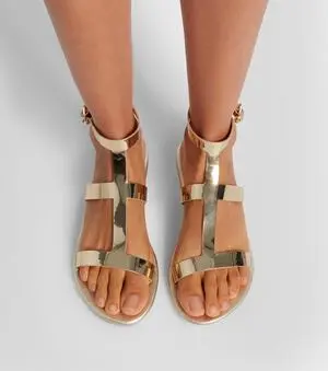 ANCIENT GREEK SANDALS Fedra Metallic Leather Gladiator Sandals
