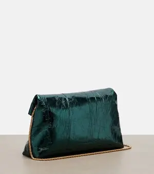 Dries Van Noten Medium Metallic Leather Clutch