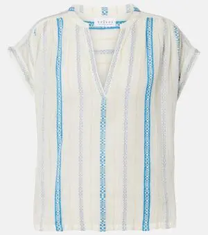 Velvet By Graham & Spencer Tallula Cotton Jacquard Top - White