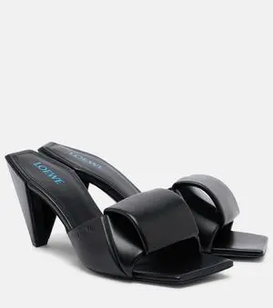 Loewe Origami Leather Mules - Black