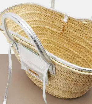 Jacquemus Soli Medium Croc-effect Raffia Basket Bag - Beige