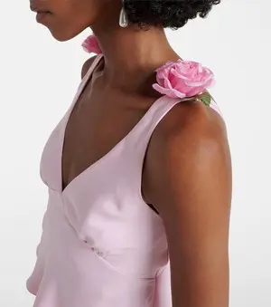 RODARTE Floral Applique Silk Crepe Top