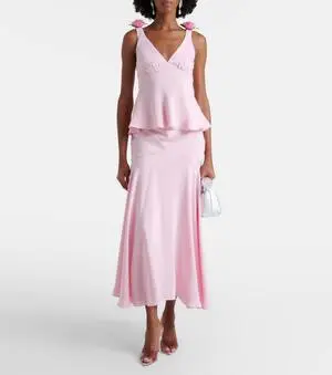 RODARTE Floral Applique Silk Crepe Top