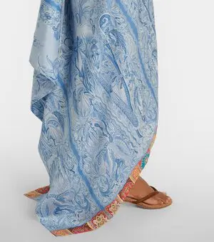 Etro Paisley Asymmetrical Silk Maxi Dress - Blue