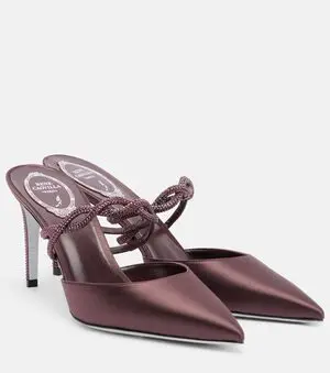 Rene Caovilla Crystal-embellished Satin Mules