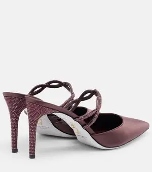 Rene Caovilla Crystal-embellished Satin Mules
