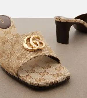 Gucci Marmont Double G Gg Canvas Mules