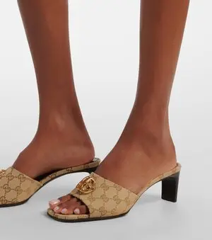 Gucci Marmont Double G Gg Canvas Mules