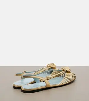 Valentino Garavani Cour Royal Metallic Leather Slingback Flats - Gold