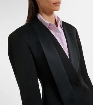 Attico Virgin Wool Blazer With Satin Trim