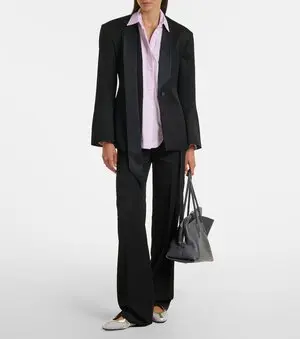 Attico Virgin Wool Blazer With Satin Trim